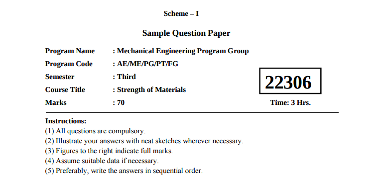 Sem III Sample question paper I-Scheme MSBTE